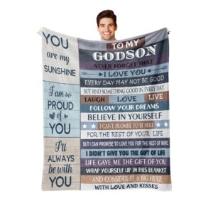 pozevan godson gifts from godmother, godson baptism gifts for boys, godson gifts, birthday christmas easter gifts for godson, godson gifts from godfather, god son gifts blanket (60x50 inches)