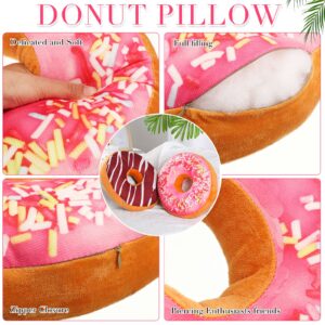 4 Pcs Donut Pillow 3D Digital Print Round Throw Pillow 16 Inches Donut Seat Back Stuffed Cushion Funny Decorative Soft Plush Food Stuffed Decor Seat Pad Cushion for Couch Chair Floor Sofa, 4 Styles