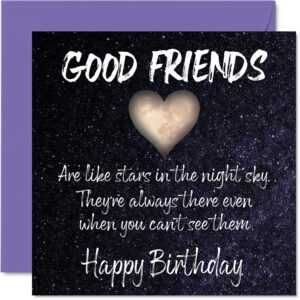 special birthday cards for friend - friends like stars - happy birthday card for friend from bestie, friend birthday gifts, 5.7 x 5.7 inch friendship greeting cards gift for bestfriend