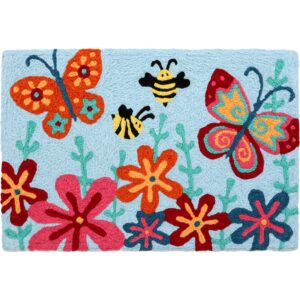 jellybean butterfly and bee garden accent washable rug 20" x 30" doormat