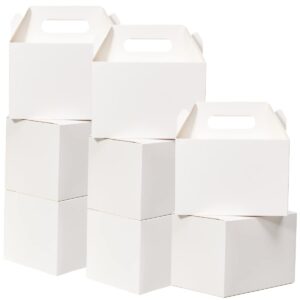 s9bai15 shallive 15 pack large treat boxes white - 9 x 6 x 6 inches gable gift boxes with handle cardboard lunch boxes recycled paper take out boxes welcome boxes for wedding baby shower birthday