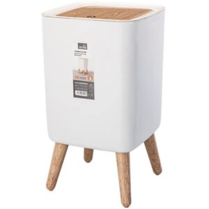 topbathy wood grain trash can press-type rubbish can household garbage bin bedroom trash can waste paper basket plastic waste bin convenient trash can trash cans for kitchen home supplies