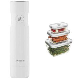 zwilling fresh & save handheld vacuum sealer + 3-pc glass food storage