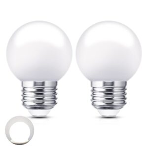 otatean 1w light bulbs equivalent 15 watt 150lm light bulb standard e26 base small light bulb for light strip, vanity mirror, frosted, daylight white 6000k (2 pack)