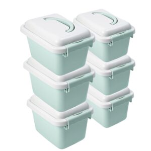 naivees 6 pack storage latch bins with lids/handle, plastic storage containers