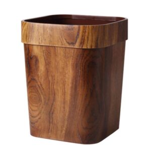 lifkome office trash cans retro trash can wood small square wastebasket garbage container bin imitated wood waste bin trash can pail for bathroom bedroom kitchen home office 14l ornament container