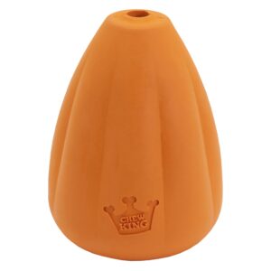 chew king premium treat dog toy, extremely durable natural rubber toy, bacon flavored dog toy orange large