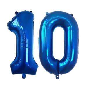 xlood number 10 balloons 32 inch digital balloon alphabet 10 birthday balloons digit 10 helium balloons big balloons for birthday party supplies wedding bachelorette bridal shower, blue number 10th