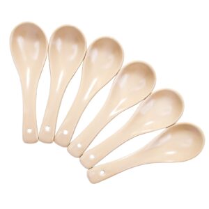 ceramic soup spoons set of 6 nordic style small spoon for ramen pho dessert ice cream wonton beige