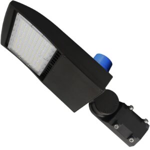 100w led parking lot light with dusk to dawn photocell, 14000lm led shoebox area light 5000k dimmable commercial street lighting(400w hid/hps equiv.) - slip fitter mount ip65 100-277v ul dlc listed