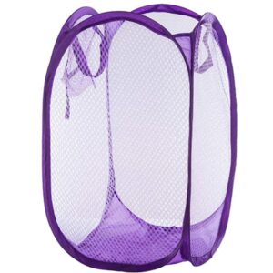 oikejias pop up mesh laundry hamper portable laundry baskt foldable clothes basket for dorm, bathroom, laundry room, kids room or travel 1 pack purple