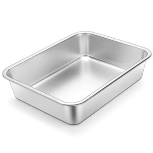 homikit lasagna baking pan, 9 x 13 inches stainless steel deep baking dish, large metal roasting tray pan for oven toasting turkey cooking casserole, rust free & heavy duty, nonstick & dishwasher safe