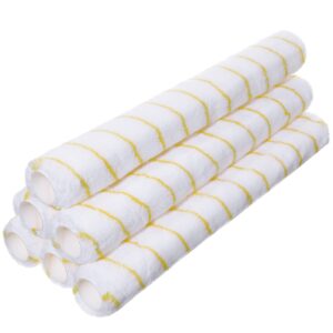 6 pcs 18 inch paint roller covers 3/8 '' nap microfiber paint roller sleeves smooth large paint roller for wired or simple painting roller frame wall ceilings home painting supplies, core dia 1.5''