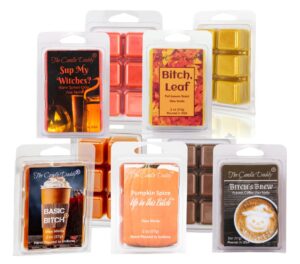 the candle daddy fiercely fall 5 pack - 5 amazing autumn wax melts - 30 total cubes - 10 total ounces - funny fun fall aromas