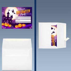 Halloween Party Invitations with Self Seal Envelopes | 15 Halloween Party Invitations and 15 Envelopes | 5 inches x 7 inches Halloween Birthday Party Invitations with A7 White Envelopes | Haunted House Pumpkin Spooky Party Invitations for Kids and Adults