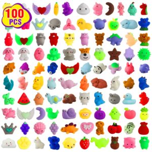 100pcs party favors for kids 4-8, mochi squishy toy treasure box toys for classroom prizes kawaii squishies stress relief squishy fidget toys for girls 8-12 goodie bag pinata stuffers party favors bag