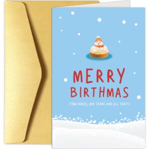 funny merry christmas and happy birthday card, christmas birthday greeting card, xmas bday card