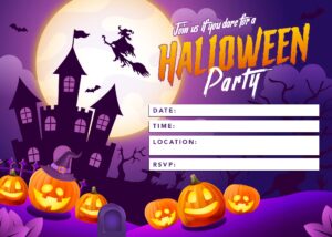 halloween party invitations with self seal envelopes | 15 halloween party invitations and 15 envelopes | 5 inches x 7 inches halloween birthday party invitations with a7 white envelopes | haunted house pumpkin spooky party invitations for kids and adults