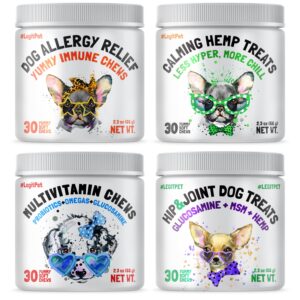 legitpet dog vitamins & hip & joint supplement & allergy relief chews & calming treats bundle