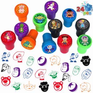 24 pcs toy inspired story themed stampers, toy inspired story birthday party supplies favors, classroom rewards prizes, goody bag treat bag stuff for toy inspired story birthday party gifts