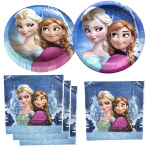 hysnol frozen birthday party supplies, include 20 plates and 20 napkins, frozen birthday party decorations