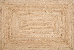 natural fiber collection 2' x 3' natural handmade farmhouse premium jute accent rug (0001)