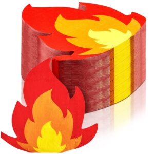 henoyso 100 pcs fire napkins 6.5 inch flame napkins disposable paper napkins for firefighter theme fire truck birthday pentecost party fireman graduation party bonfire survivor party supplies