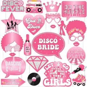 last disco bachelorette party decorations 25pcs last disco bachelorette photo booth props hot pink cowgirl last disco bachelorette party favors for bride to be, bridal shower