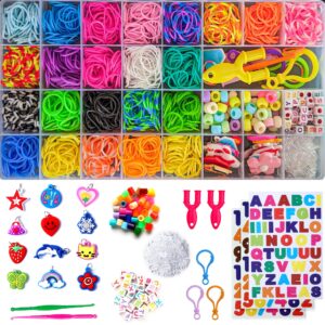 momo's den 2100+ rubber band loom bracelet kit loom bands kit best gifts for birthday and easter with premium accessories bright color bands, rubber band refill kit for girls & boys