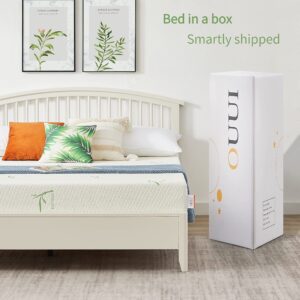 OUUI Queen Mattress, 5 Inch Gel Memory Foam Mattress for Cool Sleep Pressure Relief Bamboo Breathable Cover Medium Firm Queen Size Mattress in a Box, White, CertiPUR-US Certified