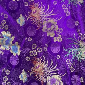 kate purple floral brocade chinese satin fabric by the yard - 10037