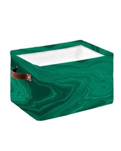 emerald green cube storage baskets for organizing waterproof storage bins with handles decorative storage basket for shelves clothes toy closet organizers, color fluid modern art