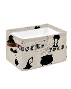 halloween hocus pocus storage bins large foldable storage baskets for shelves, waterproof cube storage boxes with handles for closet nursery cabinet living room laundry - magic witch