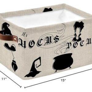 Halloween HOCUS POCUS Storage Bins Large Foldable Storage Baskets for Shelves, Waterproof Cube Storage Boxes with Handles for Closet Nursery Cabinet Living Room Laundry - Magic Witch