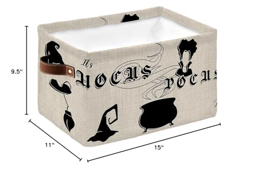 Halloween HOCUS POCUS Storage Bins Large Foldable Storage Baskets for Shelves, Waterproof Cube Storage Boxes with Handles for Closet Nursery Cabinet Living Room Laundry - Magic Witch