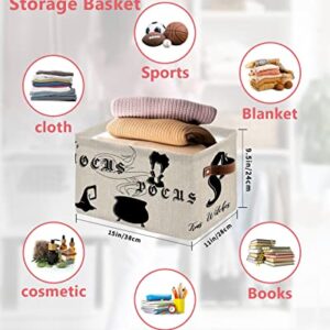 Halloween HOCUS POCUS Storage Bins Large Foldable Storage Baskets for Shelves, Waterproof Cube Storage Boxes with Handles for Closet Nursery Cabinet Living Room Laundry - Magic Witch