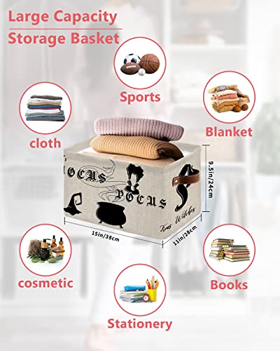 Halloween HOCUS POCUS Storage Bins Large Foldable Storage Baskets for Shelves, Waterproof Cube Storage Boxes with Handles for Closet Nursery Cabinet Living Room Laundry - Magic Witch