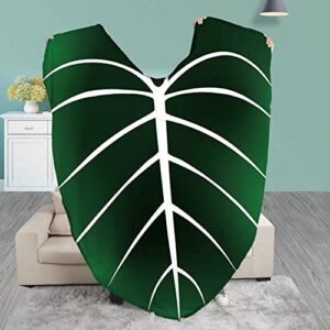 kerscton Leaf Blanket Plant Throw Blankets Soft Plush Flannel Giant Shaped Comfortable Kids or Adults for Couch Bed Sofa Decorative Great Gifts (Green White) 87x63 Inch