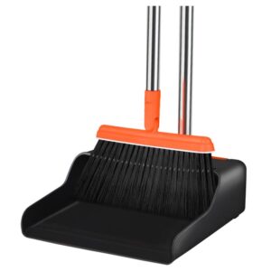 fgy broom and dustpan set for home, 53" broom with dustpan combo set, broom dust pan with long handle for indoor kitchen lobby office garage floor sweeping