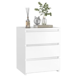 fotosok white nightstand with 3 drawers, white bedside table night stand for bedroom with cut-out handle, sofa side table 3 drawer nightstand for bedroom, 17.7w*15d*21.7h