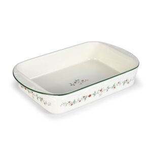 pfaltzgraff winterberry rectangular baker, 13 inch, white