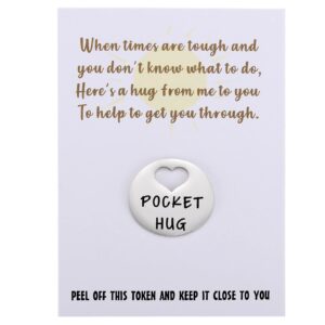 when times are tough little keepsake pocket hug token & greeting card for friends family, positivity cheer pick me up mental health gift, think of you missing you gift