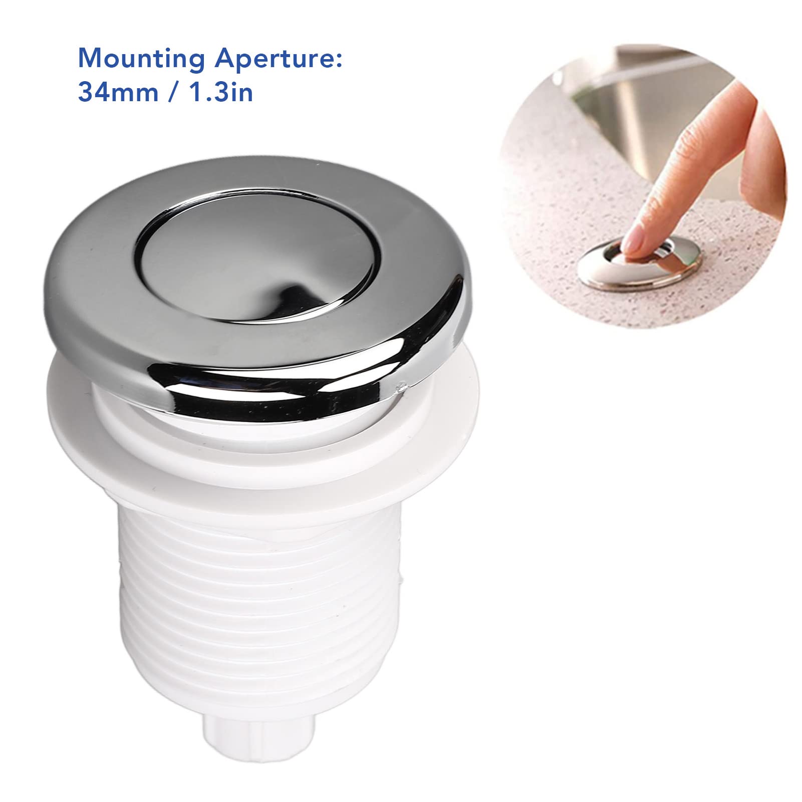 Air Pressure Bath Switch, ABS Tub Spa Massage Bath Garbage Disposal Sink Top Air Pressure Start Button Waterproof Pushbutton Switch for Bathtubs Swimming Pools