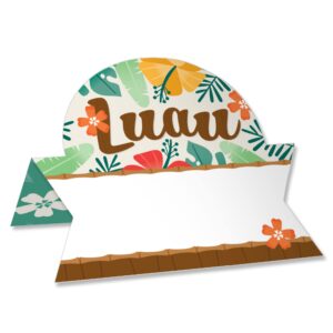 big dot of happiness tropical luau - hawaiian beach party tent buffet card - table setting name place cards - set of 24