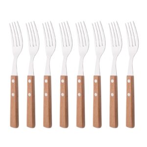 dinner forks set of 8, uniturcky 304 stainless steel silverware forks, table forks salad forks set, mirror polishing dinner fork with wooden handle, 7.9 inches