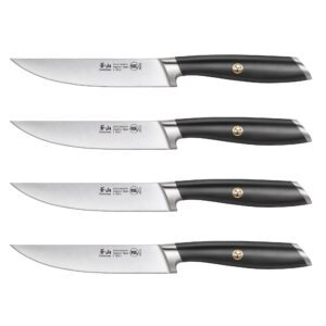 cangshan l series 4-piece fine-edge steak knife set, forged german steel, black, 1026931