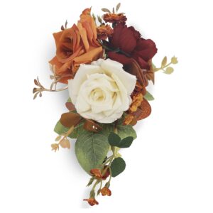 rinlong floral shoulder corsages burnt orange terracotta flowers mother of the bride corsage for fall wedding ceremony anniversary church mother's day