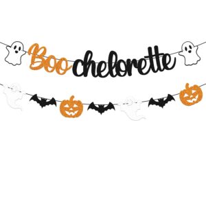 halloween boochelorette banner ghost pumpkin bat theme for bachelorette wedding bridal shower engagement party glitter decorations supplies