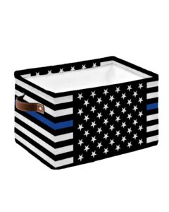 american cube storage baskets for organizing waterproof storage bins with handles decorative storage basket for shelves clothes toy closet organizers, law enforcement thin blue line usa flag