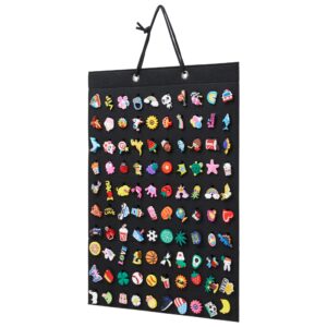 huhynn shoe charms organizer, hanging shoe charms holder organizer with 100 holes for crocs charms holder, wall mounted shoe charm display, holding up to 100pcs(no accessories included) (black)